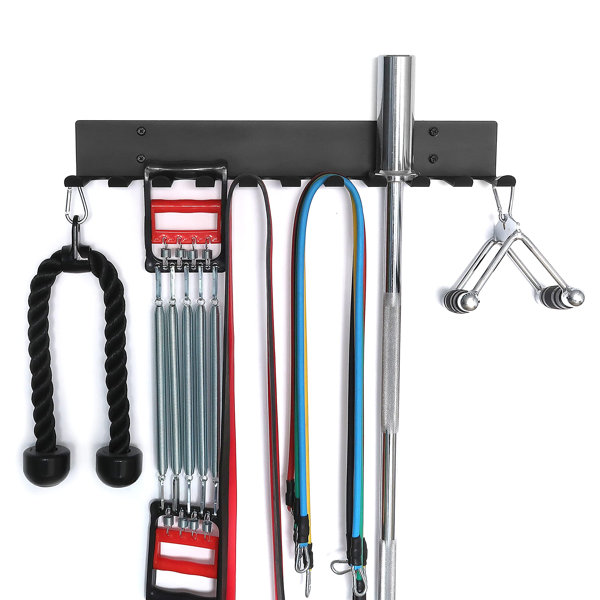 Ivy Bronx Multi-Purpose Gym Equipment Storage Rack Resistance Bands Storage Hanger Barbell Rack ...